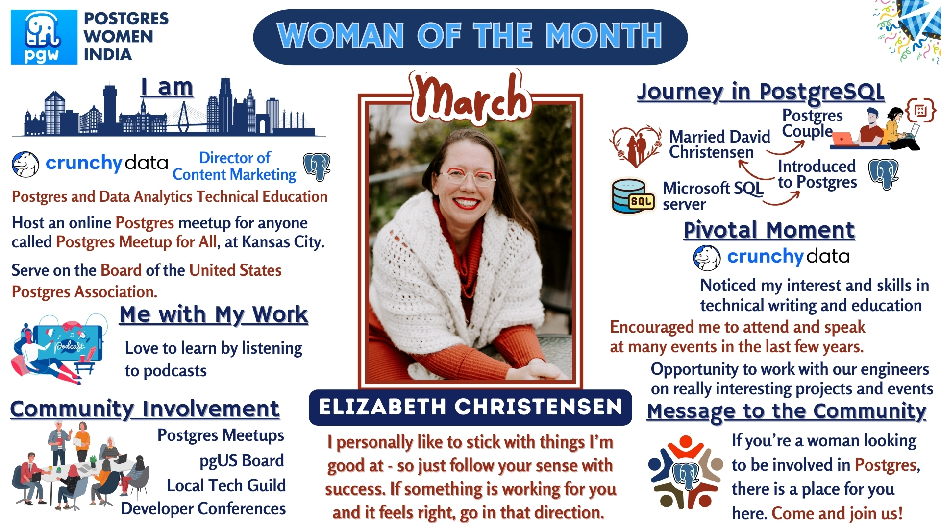 Elizabeth Christensen - Postgres Women India